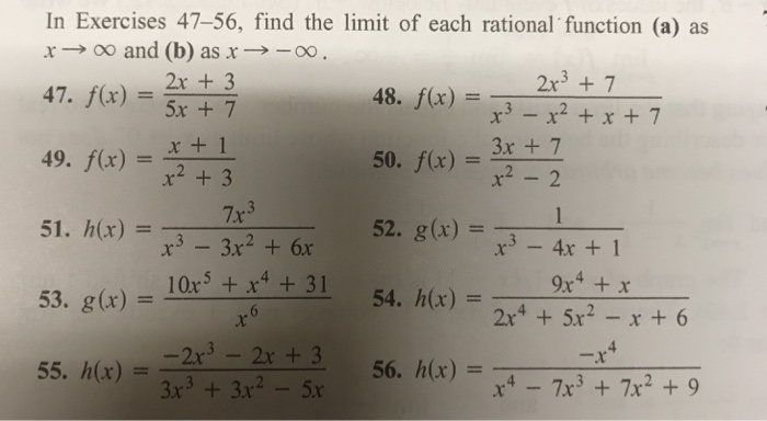 Solved Find the limit of each rational function (a) as x | Chegg.com