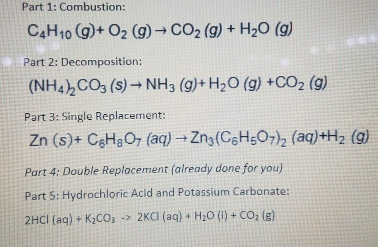 Solved Write the Balanced reactions for each part of | Chegg.com