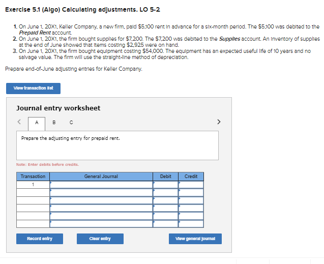 Solved Exerclse 5.1 (Algo) Calculating adjustments. LO 5.2 | Chegg.com