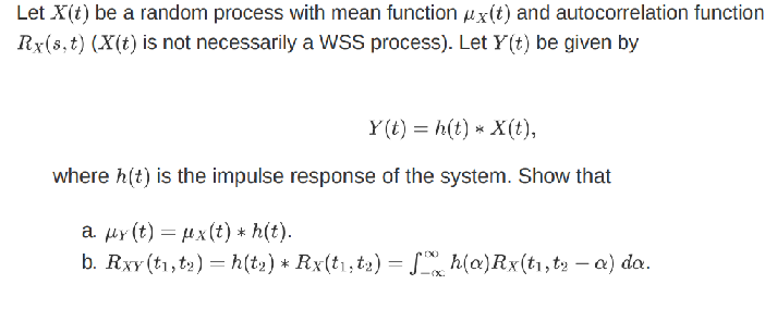 Solved Let x(t) be ﻿a random process with mean function | Chegg.com