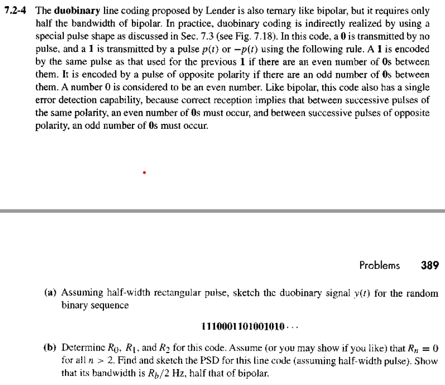 7.2-4 The duobinary line coding proposed by Lender is | Chegg.com