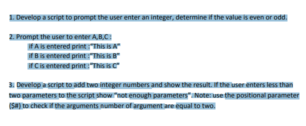 Solved In unix - linux – Developing Shell Scripts. use | Chegg.com