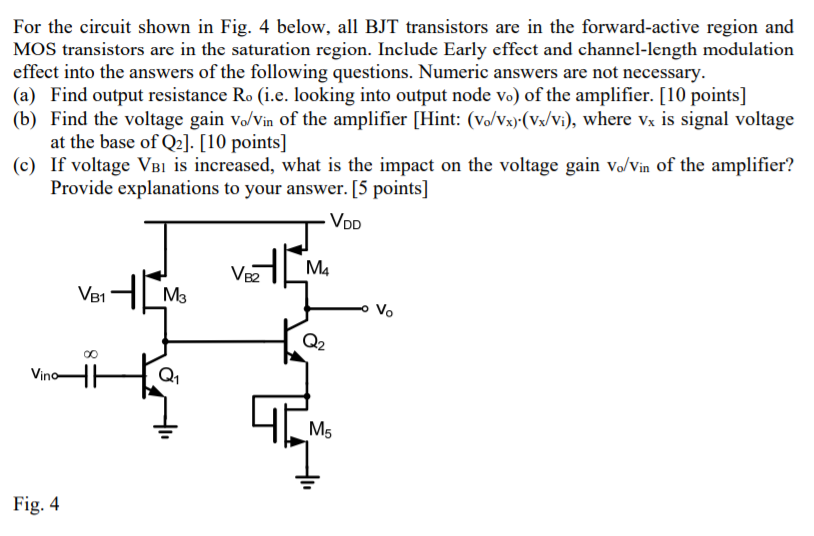 Solved For the circuit shown in Fig. 4 below, all BJT | Chegg.com