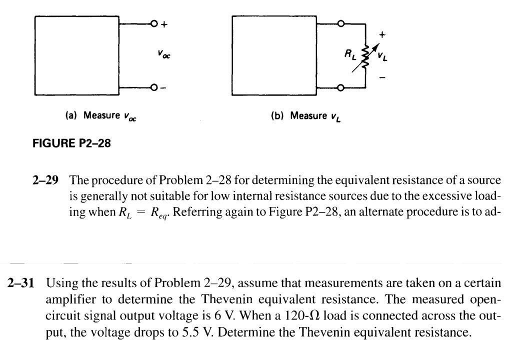 Solved 0+ Voc RL (a) Measure Voc (b) Measure v FIGURE P2-28 | Chegg.com