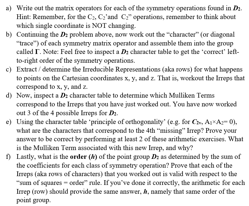 a) Write out the matrix operators for each of the | Chegg.com
