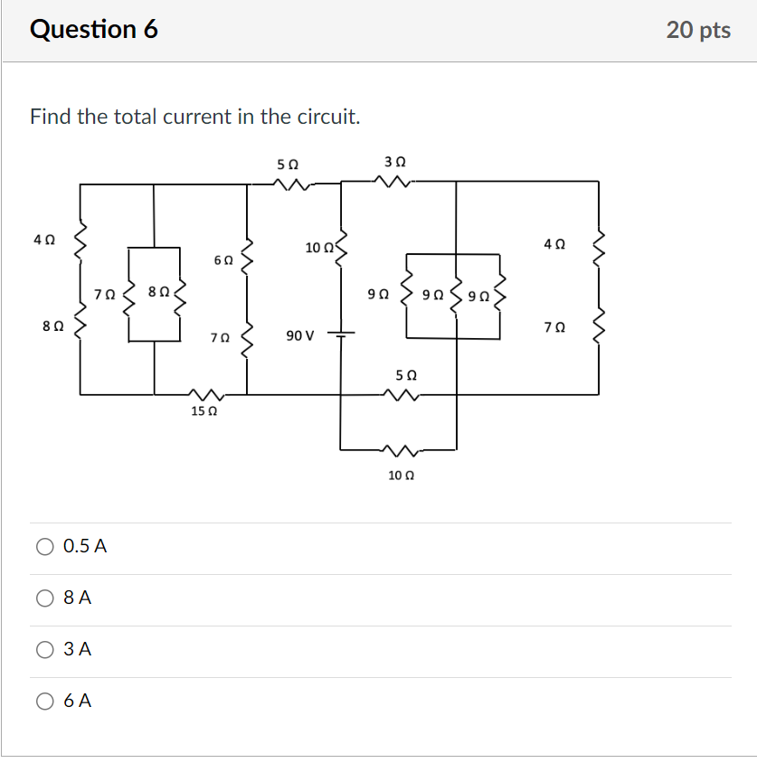 Solved Find the total current in the circuit. 0.5 A 8 A 3 A | Chegg.com