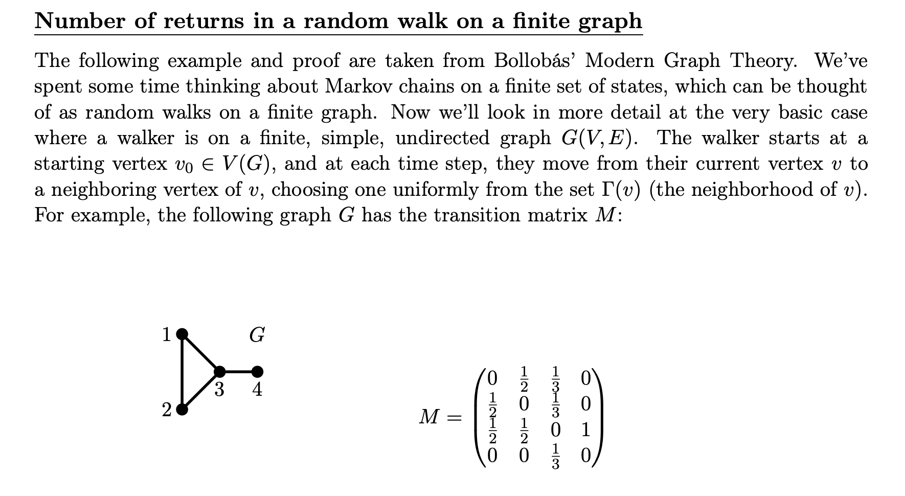 Number of returns in a random walk on a finite graph | Chegg.com