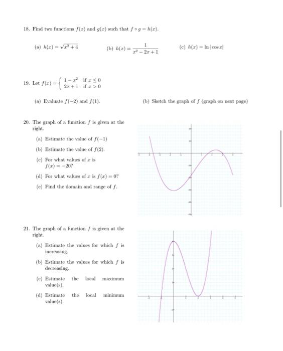Solved Find two functions f(x) ﻿and g(x) ﻿such that | Chegg.com