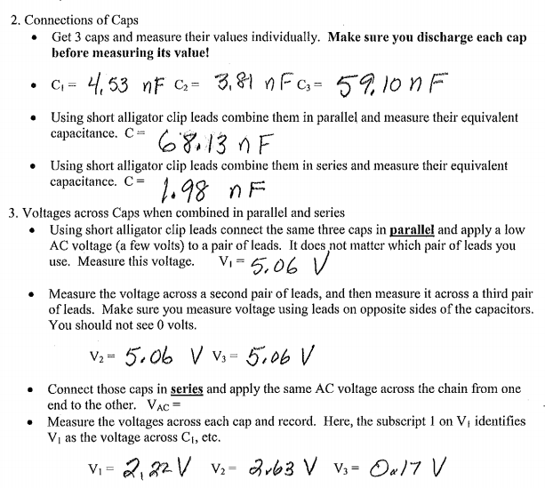 Solved C=C1 + C2 + C3 2. Connections of Caps Get 3 caps | Chegg.com