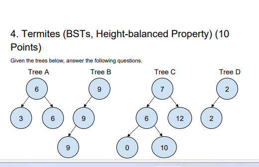 Solved 4.1. Which of the above trees are BSTs (leftchild