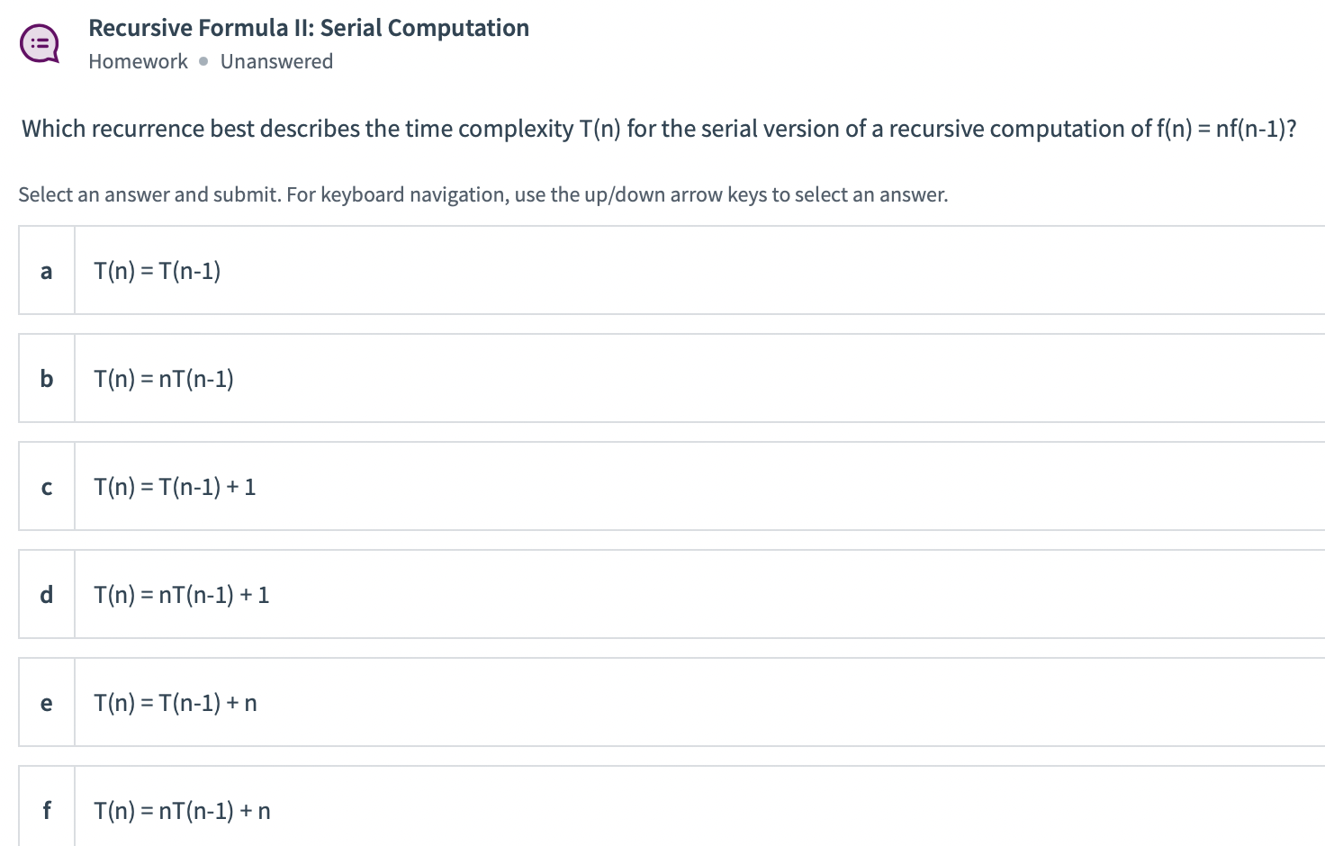 Solved Recursive Formula II: Serial Computation Homework • | Chegg.com