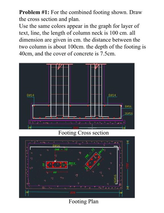 Solved Problem #1: For the combined footing shown. Draw the | Chegg.com