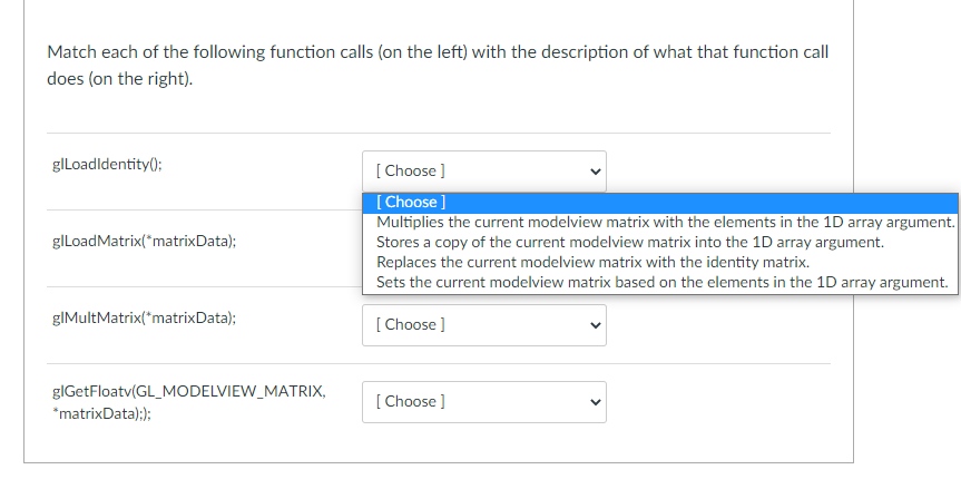 Solved Match each of the following function calls (on the | Chegg.com