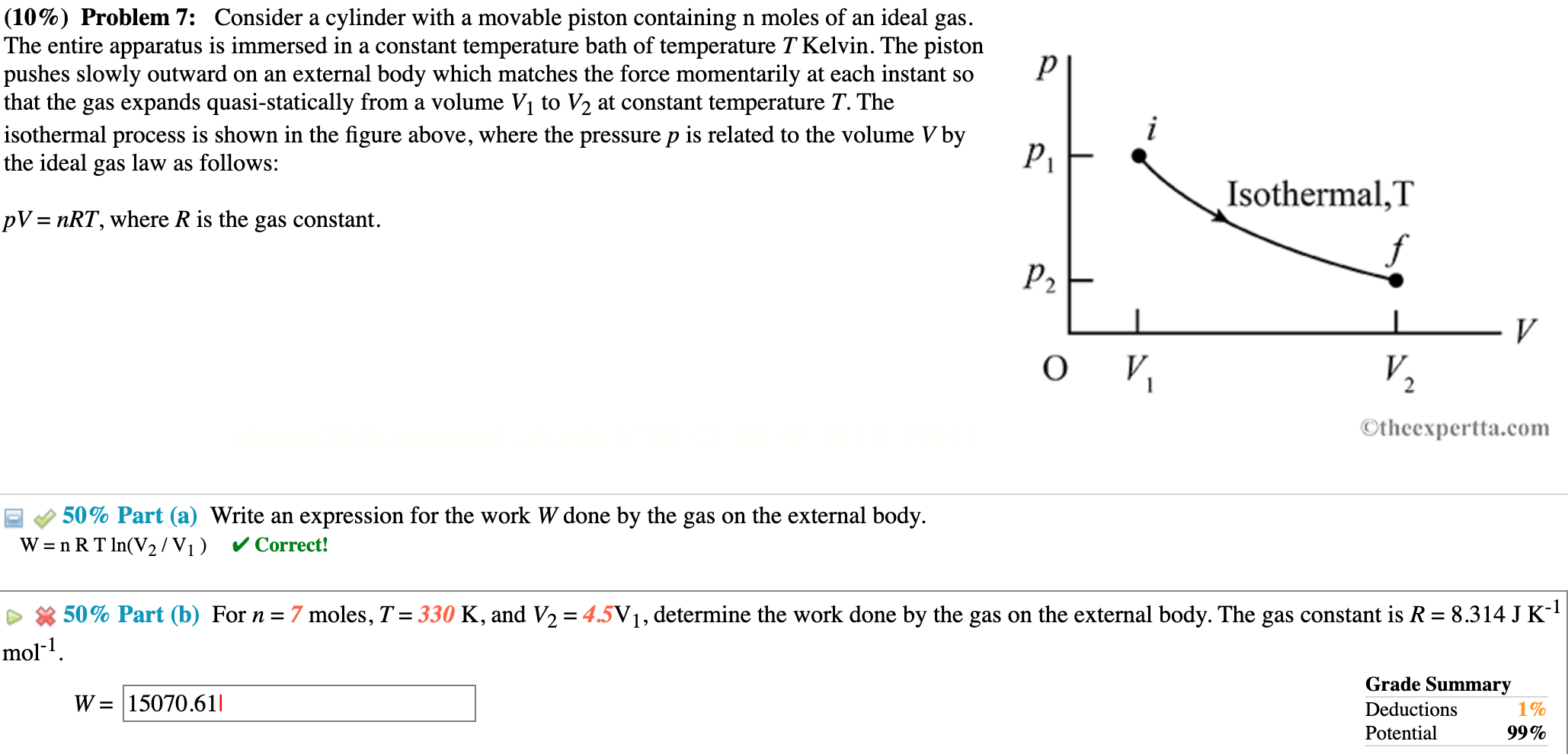 Solved (10\%) Problem 7: Consider a cylinder with a movable | Chegg.com