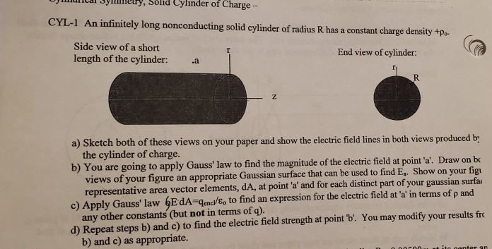 Solved M , UN Cylinder of Charge - CYL-1 An infinitely long | Chegg.com
