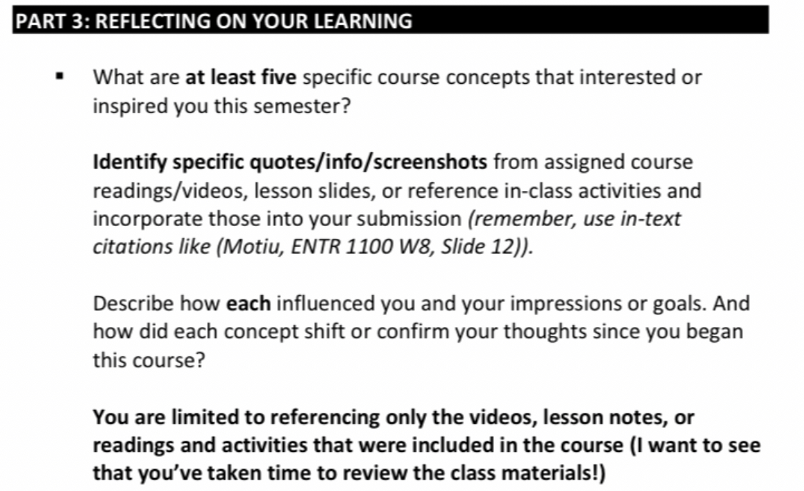 Solved PART 3: REFLECTING ON YOUR LEARNINGWhat are at least | Chegg.com