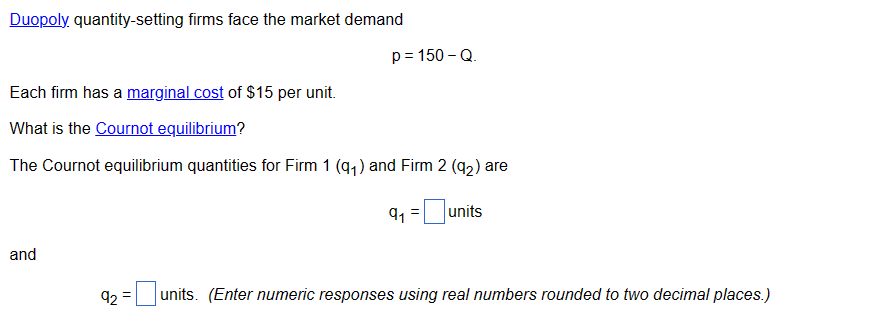 Solved Question content areaPart 1DuopolyLOADING... | Chegg.com