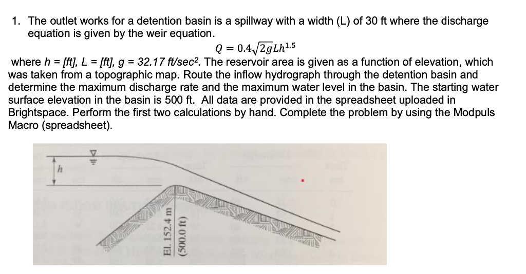1. The outlet works for a detention basin is a | Chegg.com