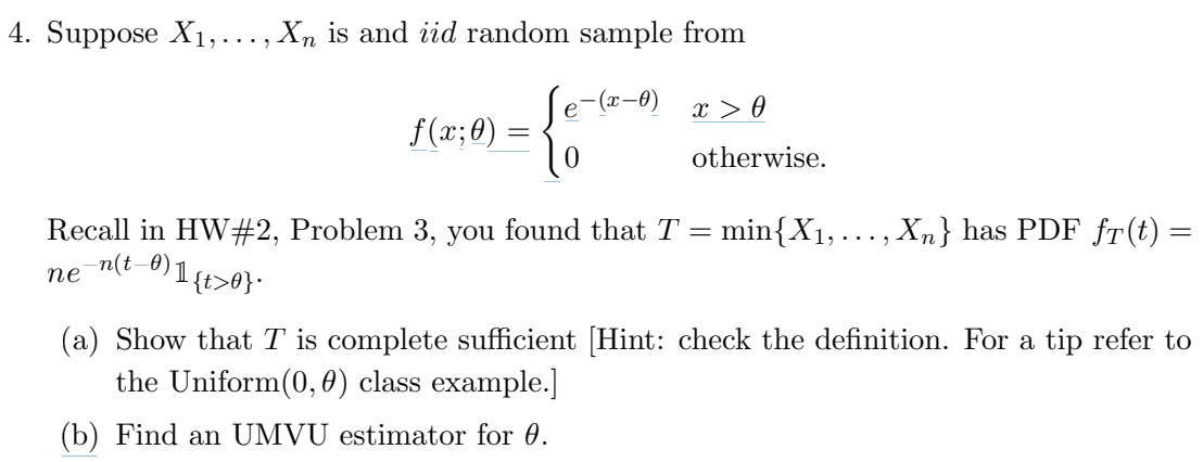 Solved 4. Suppose X1,…,Xn is and iid random sample from | Chegg.com