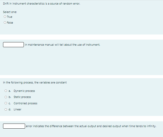 Solved Drift in instrument characteristics is a source of | Chegg.com