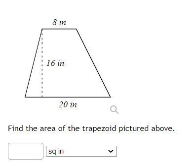 Solved 8 in 16 in 20 in Find the area of the trapezoid | Chegg.com