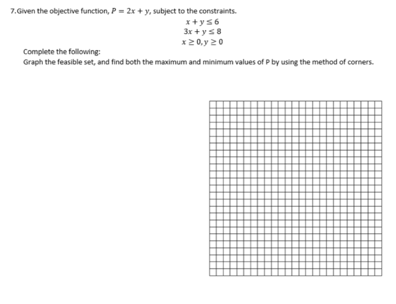 Solved 7. Given the objective function, P = 2x + y, subject | Chegg.com