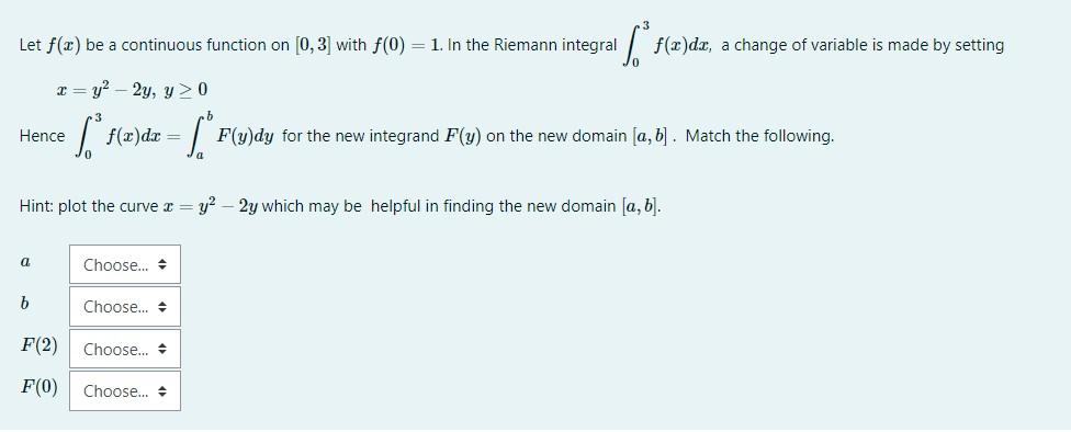 Solved Let f(x) be a continuous function on [0,3] with | Chegg.com