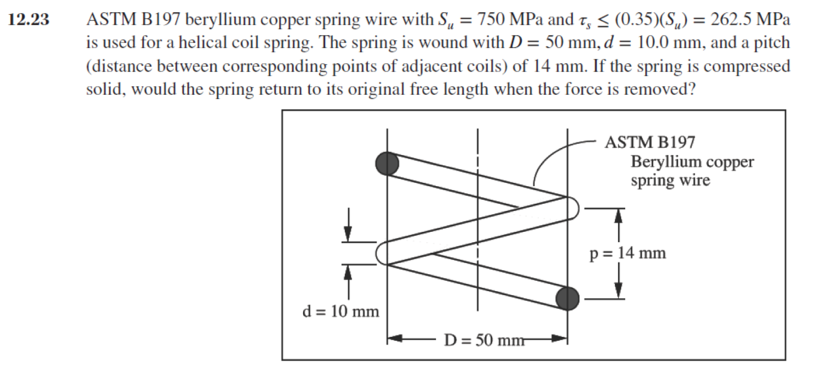 Solved 12.23 = = = ASTM B197 beryllium copper spring wire | Chegg.com