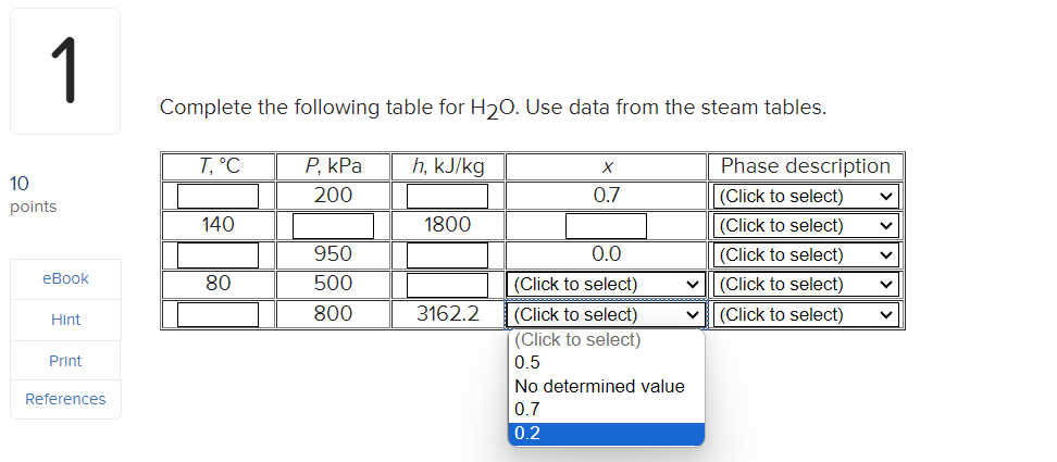 Solved Complete the following table for H2O. Use data from | Chegg.com