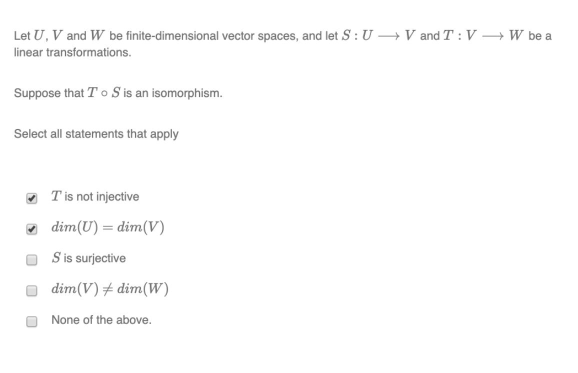 Let U, V and W be finite-dimensional vector spaces, | Chegg.com
