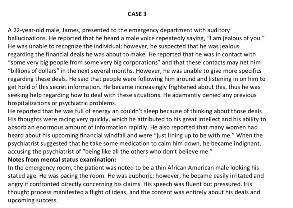 Solved (1) A diagnosis using DSM-5 criteria (2) A rationale | Chegg.com
