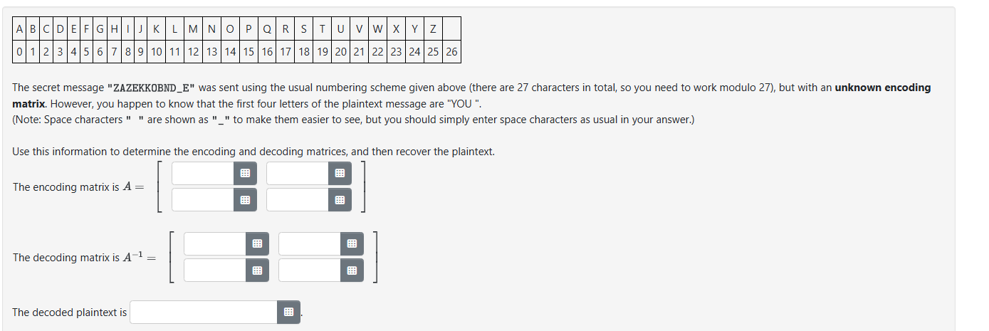 Solved The secret message "ZAZEKKOBND_E" ﻿was sent using the | Chegg.com
