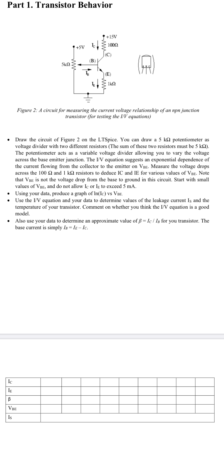 : BJT CIRCUITS Notes Read and study this lab manual | Chegg.com