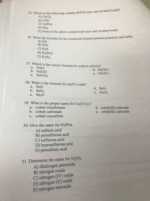 Solved 25. Which of the following contains BOTH ionic and | Chegg.com