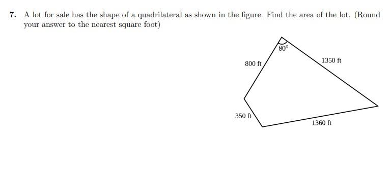 Solved 7. A lot for sale has the shape of a quadrilateral as | Chegg.com