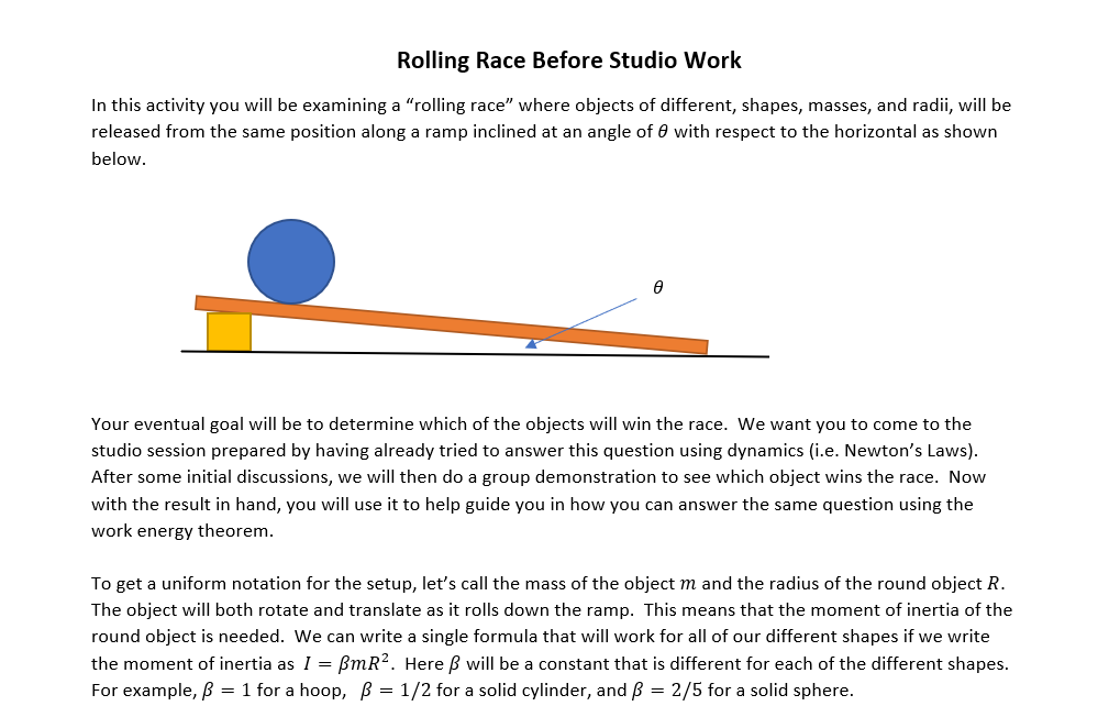 Solved In this activity you will be examining a “rolling | Chegg.com