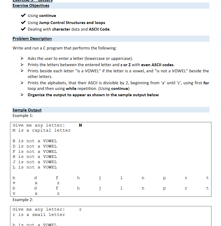Solved Exercise Objectives Using continue Using Jump Control | Chegg.com