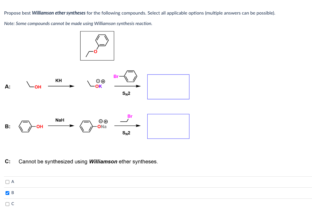 Solved Propose best Williamson ether syntheses for the | Chegg.com