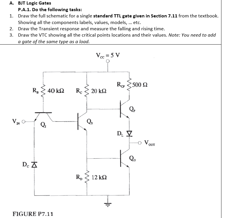 A. BJT Logic Gates P.A.1. Do the following tasks: 1. | Chegg.com