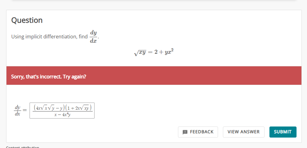 Solved QuestionUsing implicit differentiation, find | Chegg.com