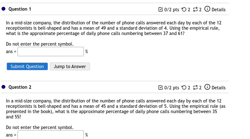 Solved In a mid-size company, the distribution of the number | Chegg.com