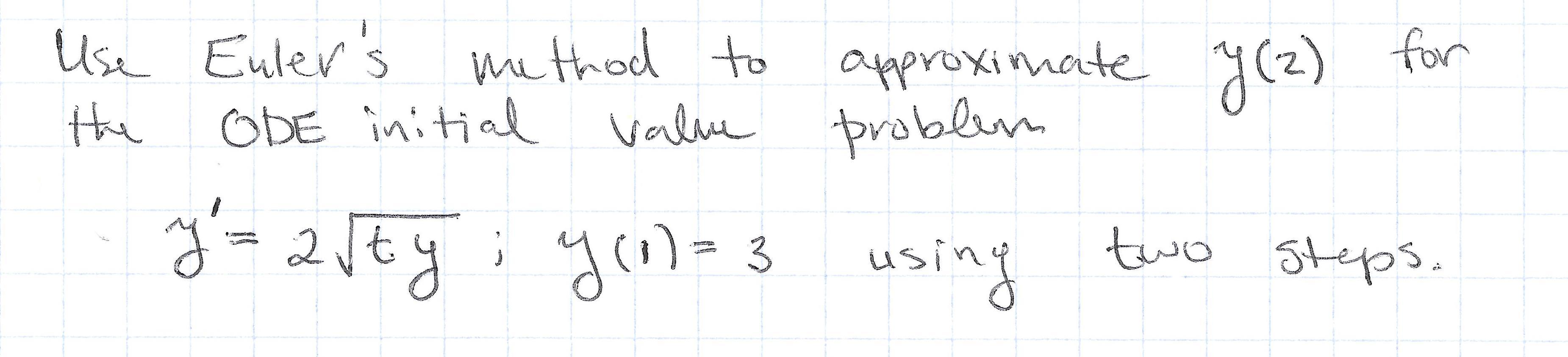 Solved Use Euler's method to approximate y(z) for the ODE | Chegg.com
