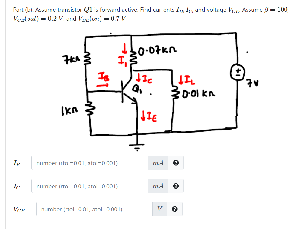 Solved Part (b): Assume transistor Q1 is forward active. | Chegg.com