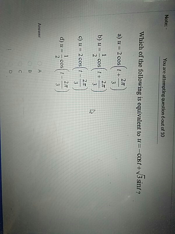 Solved Note: - You are attempting question 6 out of 10 Which | Chegg.com