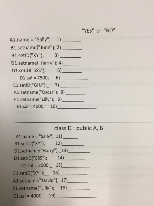 Solved class A private: string name; public void | Chegg.com Solved class A private: string name; public void | Chegg.com