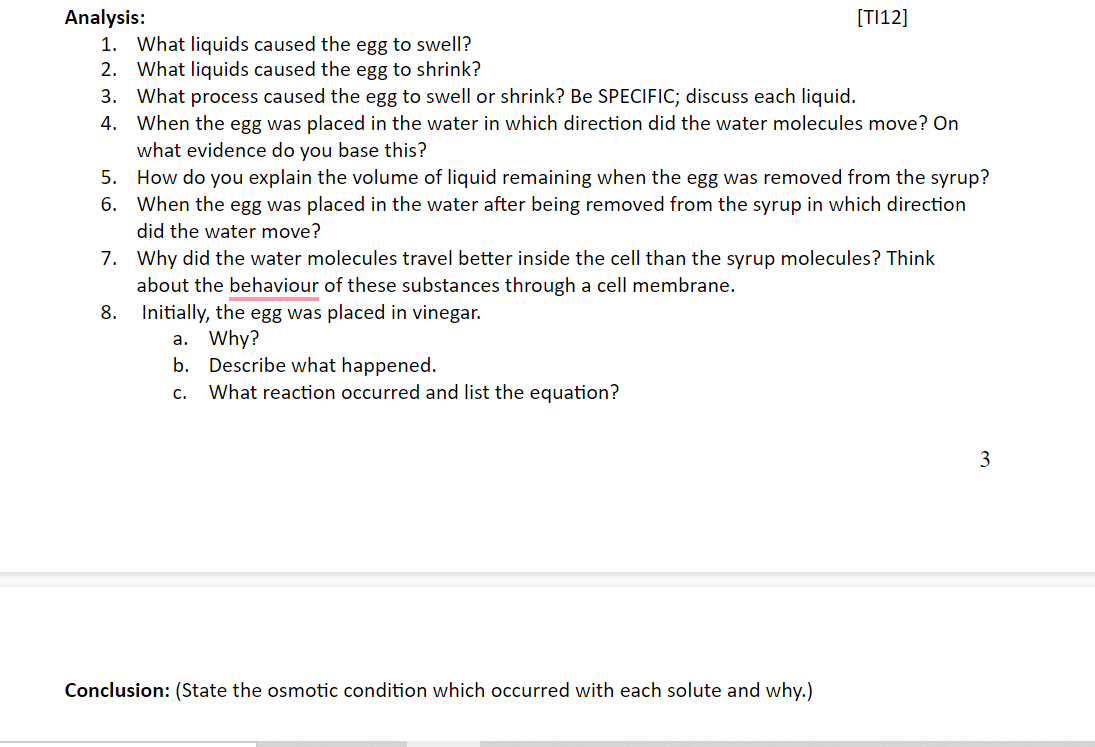 Solved need help on my cell membrane osmosis lab!! this is | Chegg.com
