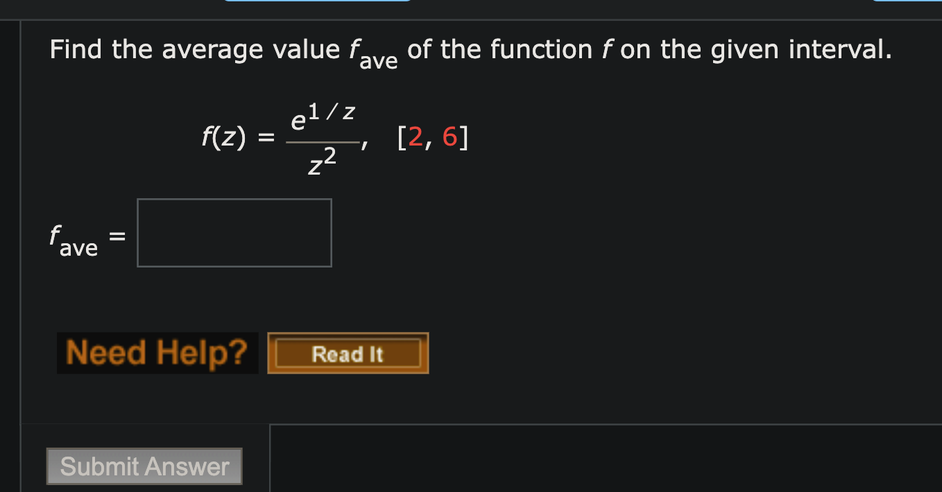 Find the average value fave ﻿of the function f ﻿on | Chegg.com