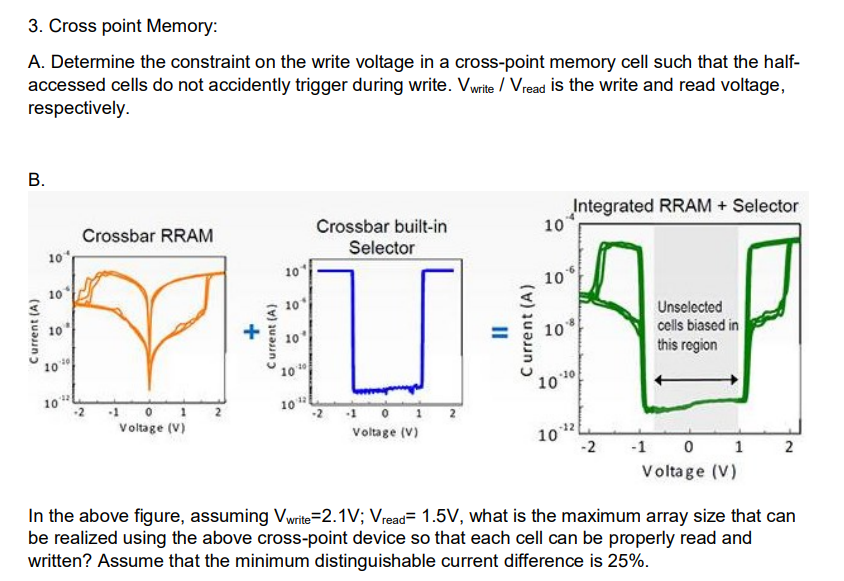 3. Cross point Memory: A. Determine the constraint on | Chegg.com
