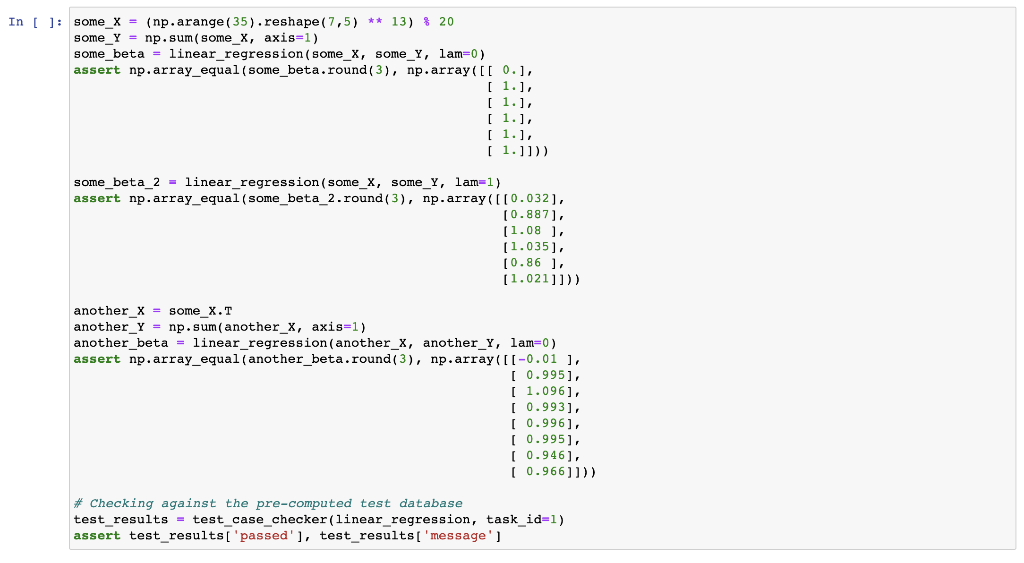 Solved Rewrite the function linear_regression that [does the | Chegg.com