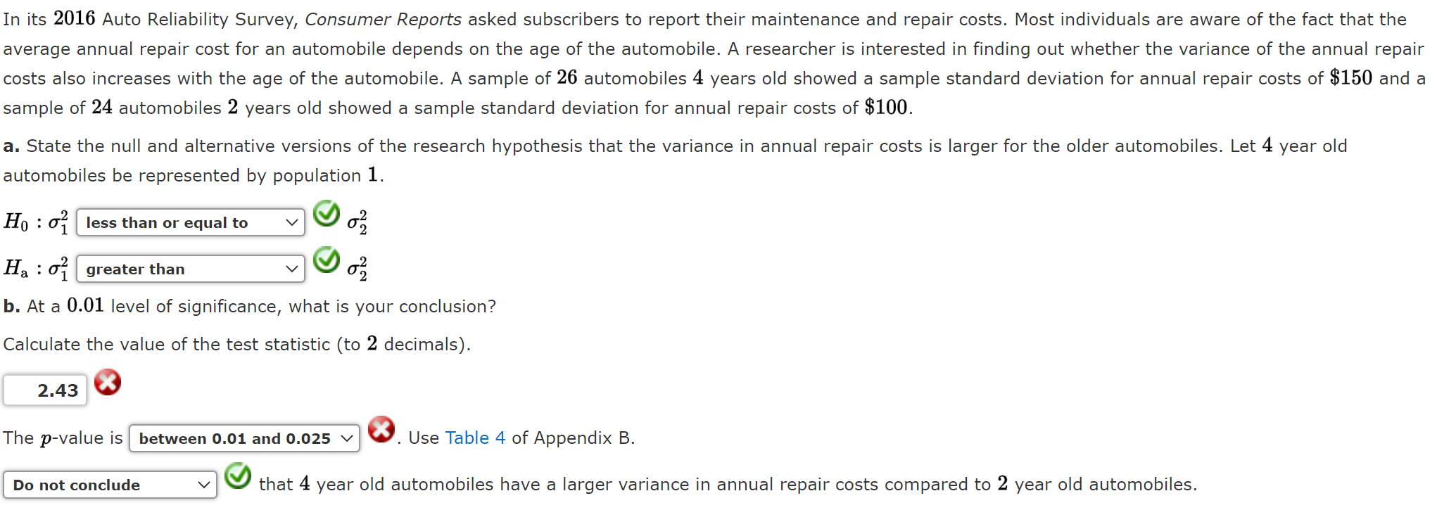 Solved In its 2016 Auto Reliability Survey, Consumer Reports | Chegg.com